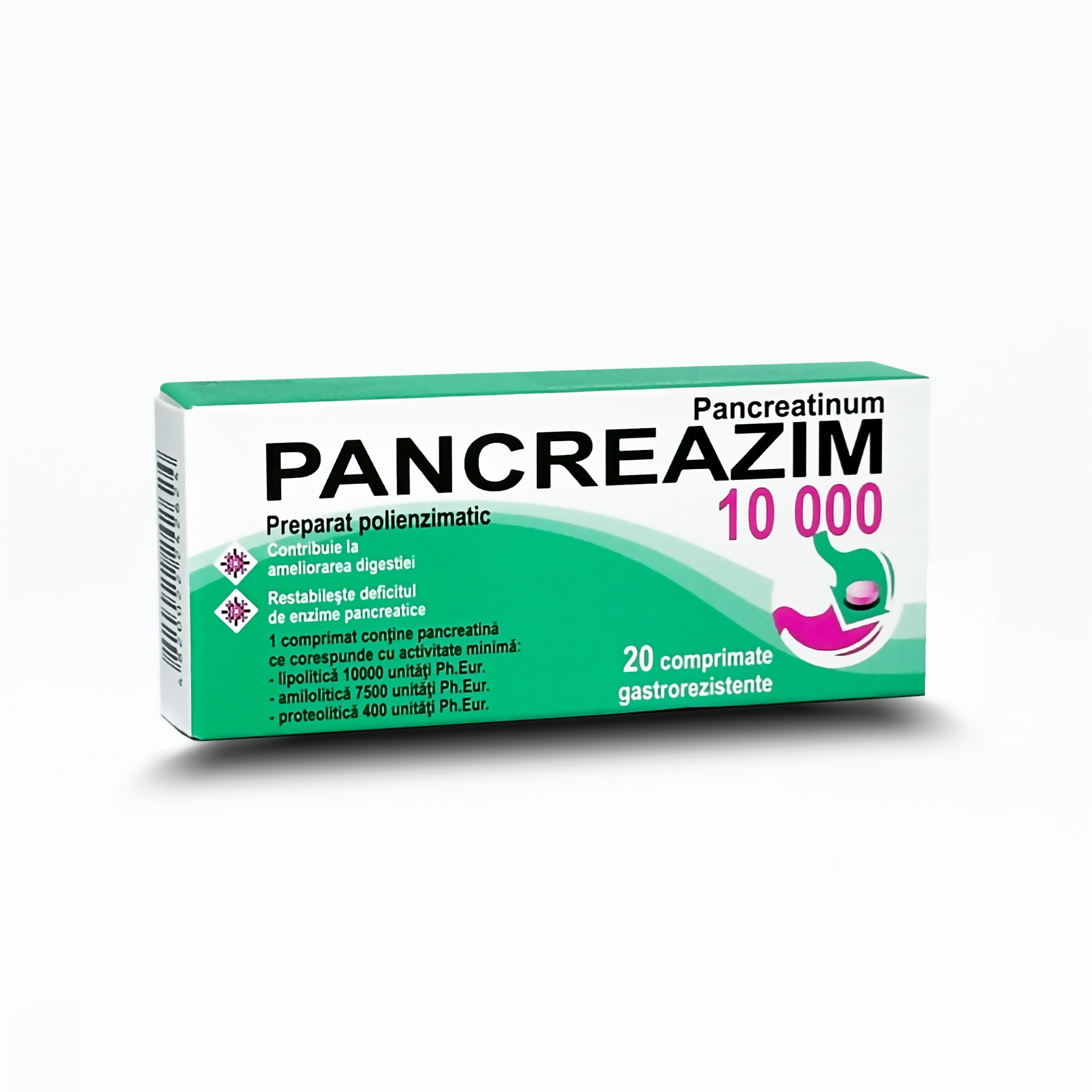 Pancreazim 10000 comprimate gastrorezistente 10000 UI/7500 UI/400 UI ...