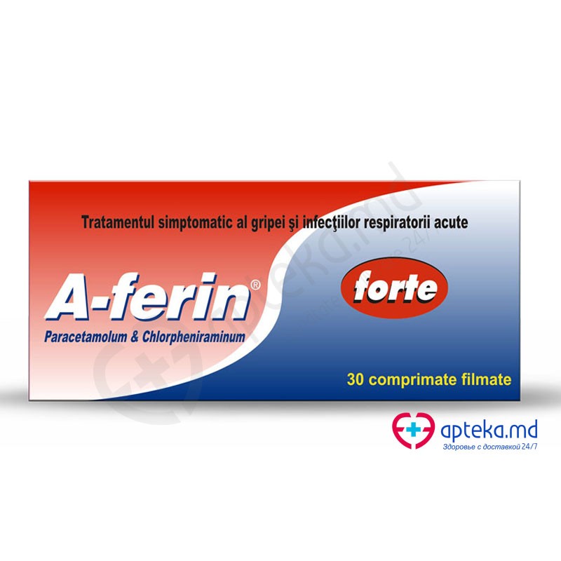 A-ferin Forte comprimate filmate 650 mg + 4 mg N15x2 cumpără în Moldova ...