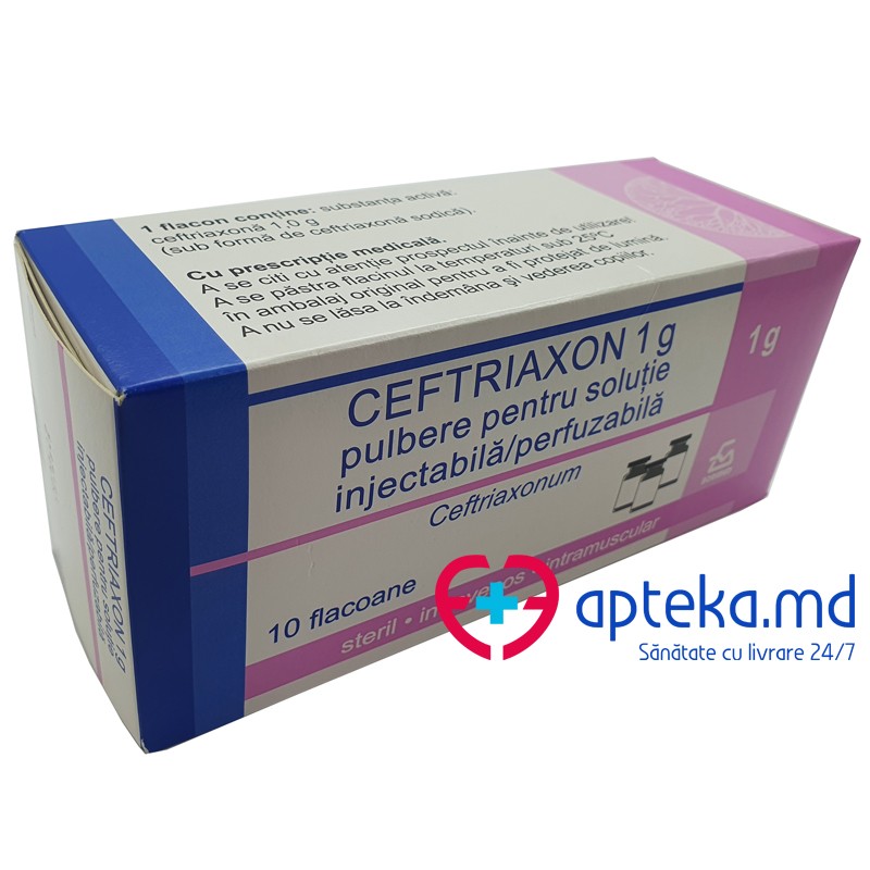 Ceftriaxon pulbere pentru soluţie injectabilă 1 g N10 cumpără în ...
