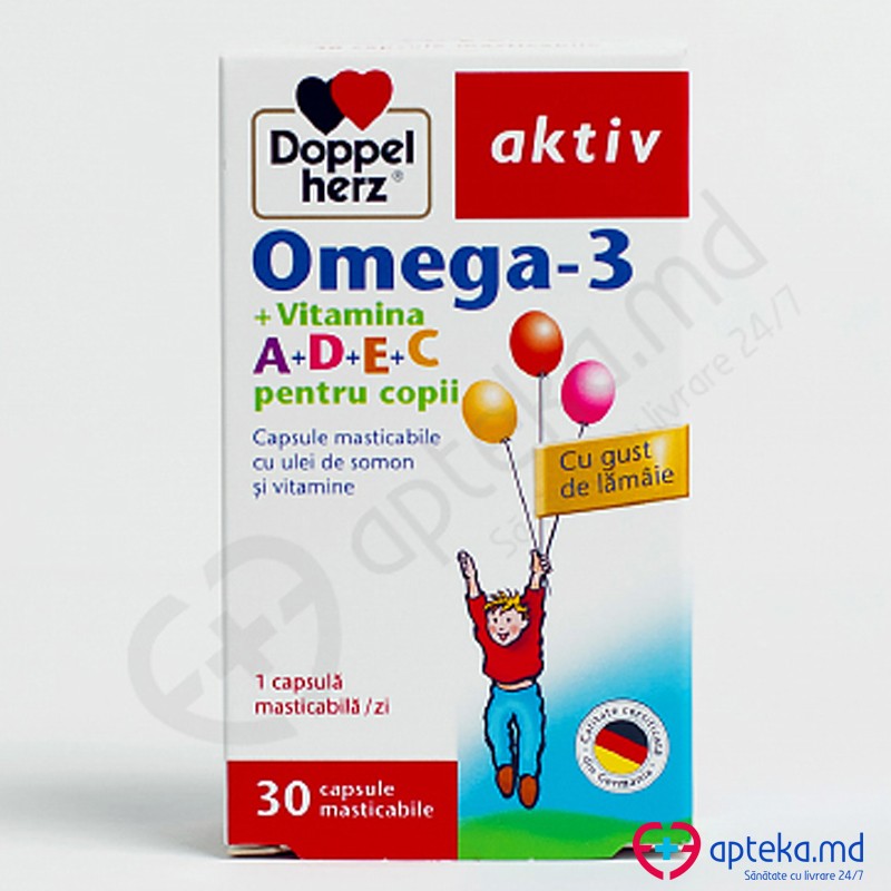Doppelherz Omega 3+Vit.A+D+E+C(pentru copii) N10x3 capsule cumpără în ...