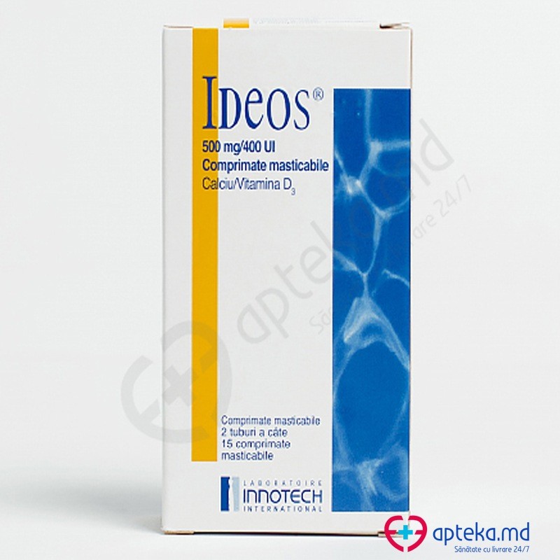 Ideos comprimate masticabile 500 mg + 400 IU N15x2 cumpără în Moldova ...