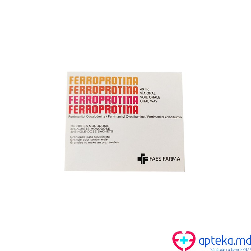 Ferroprotina granule pentru solutie orala 40 mg N30 cumpără în Moldova ...