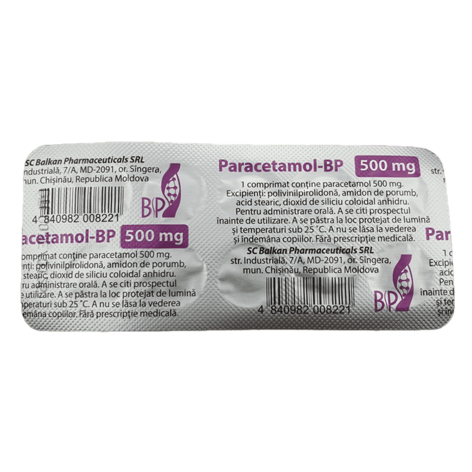 Paracetamol-BP comprimate 500 mg N10 cumpără în Moldova - prețuri și ...